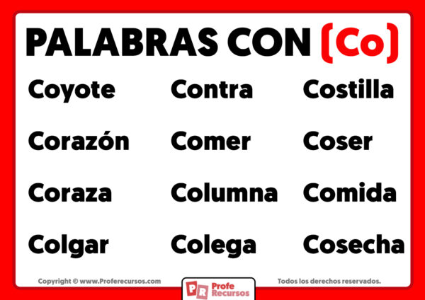 Palabras con Co | Ejemplos de Palabras con Co