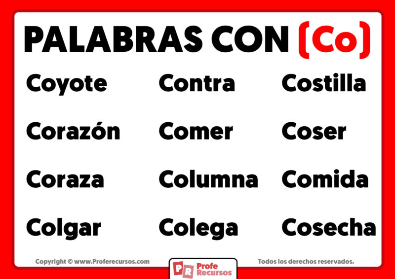 Palabras con Co | Ejemplos de Palabras con Co