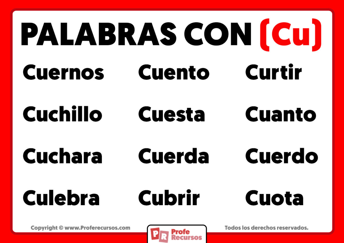 Palabras con Cu | Ejemplos de palabras con Cu Palabras con Cu | Ejemplos de palabras con Cu