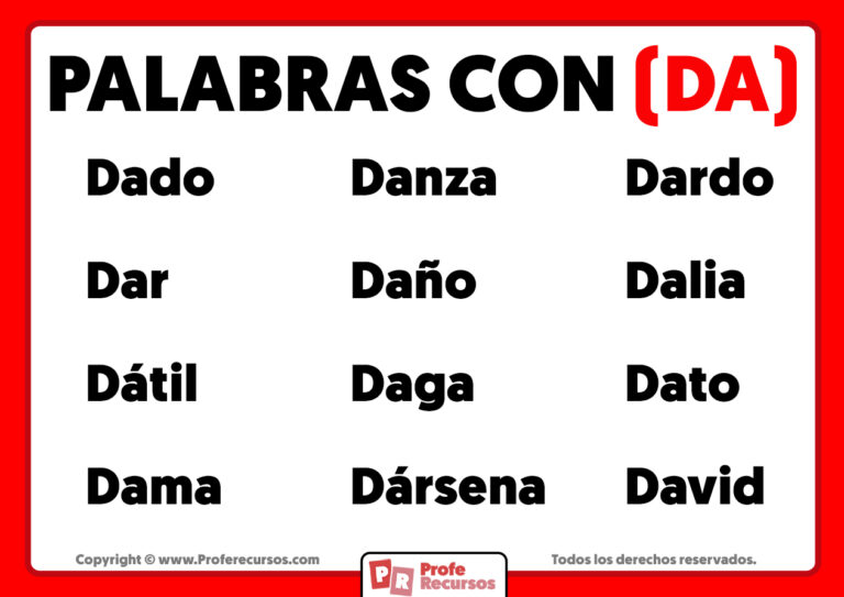 Palabras con DA | Ejemplos de palabras con Da