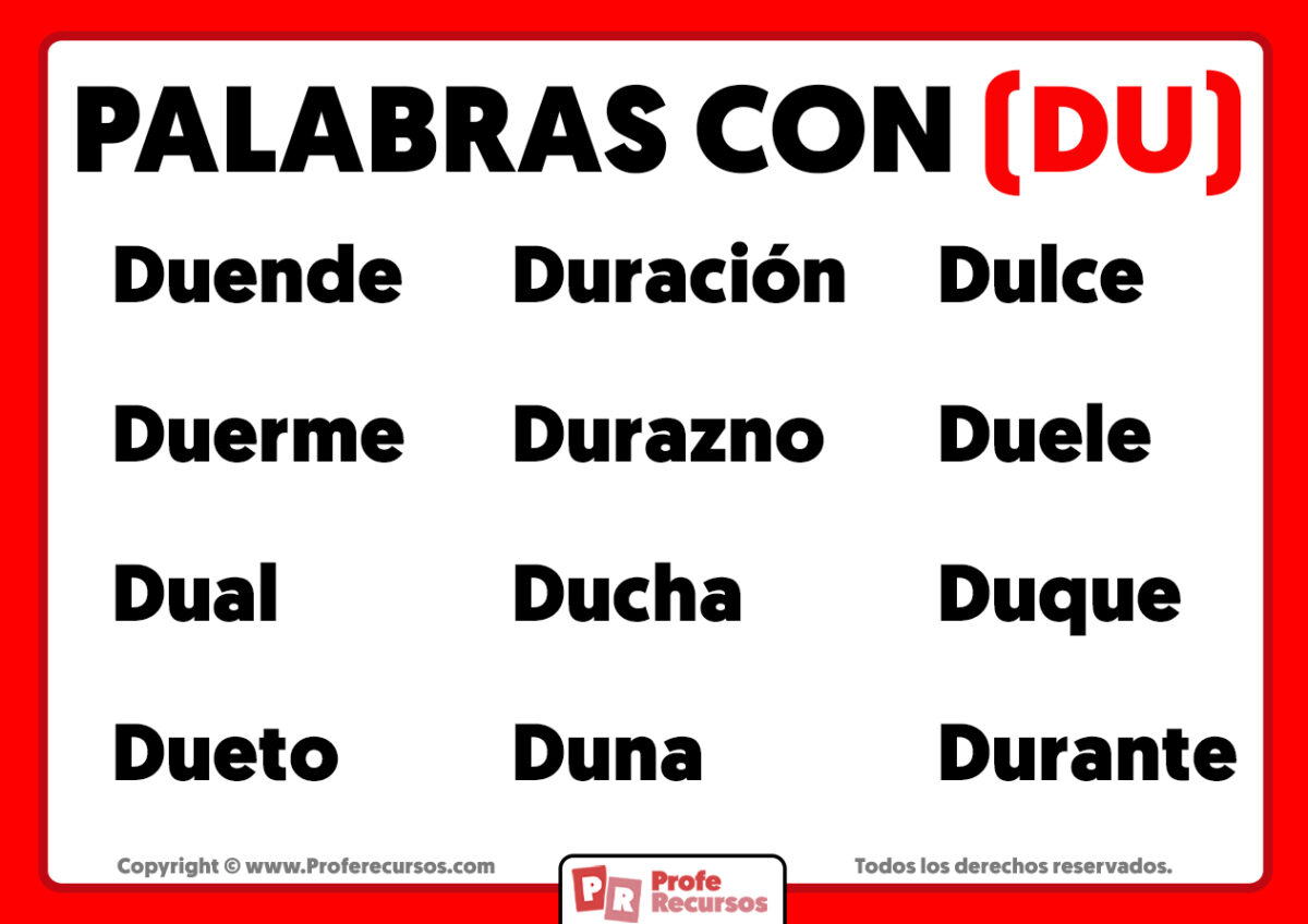 Palabras con Du | Ejemplos de Palabras con Du