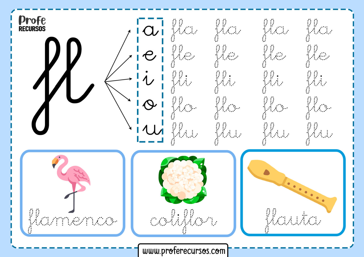 Sílabas Trabadas con (Fl) Fla Fle Fli Flo Flu | Palabras con Fl