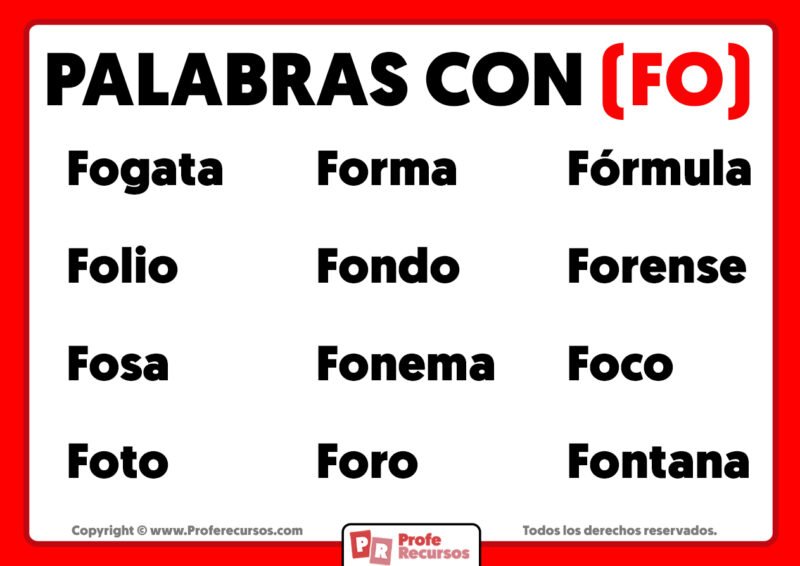 Palabras con Fo | Ejemplos de Palabras con Fo