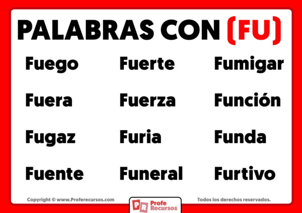 Palabras con Fu | Ejemplos Palabras con Fu