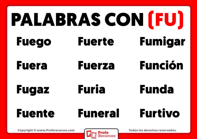 Palabras con Fu | Ejemplos Palabras con Fu