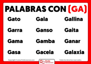 Palabras con Ga | Ejemplos Palabras con Ga