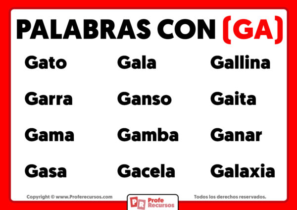 Palabras con Ga | Ejemplos Palabras con Ga