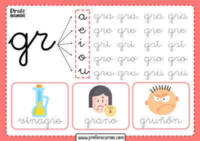 SÍLABAS TRABADAS (GR) Gra Gre Gri Gro Gru | Palabras Trabadas GR