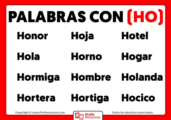 Palabras con Ho | Ejemplos Palabras con Ho