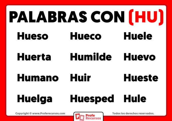 Palabras con Hu | Ejemplos Palabras con Hu