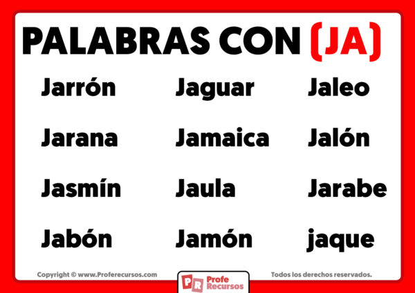Palabras con Ja | Ejemplos Palabras con Ja