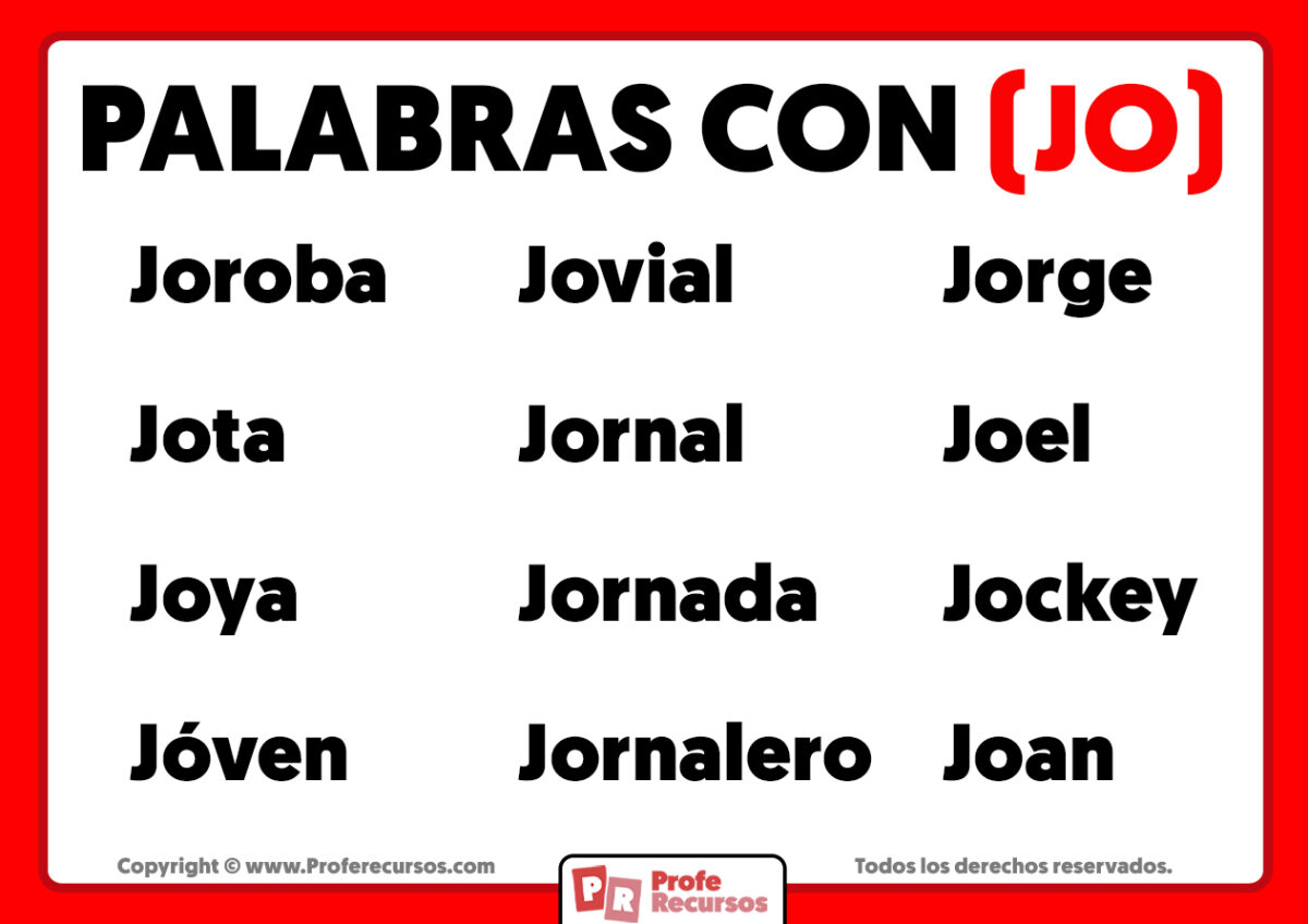 Palabras con Jo | Ejemplos Palabras con Jo