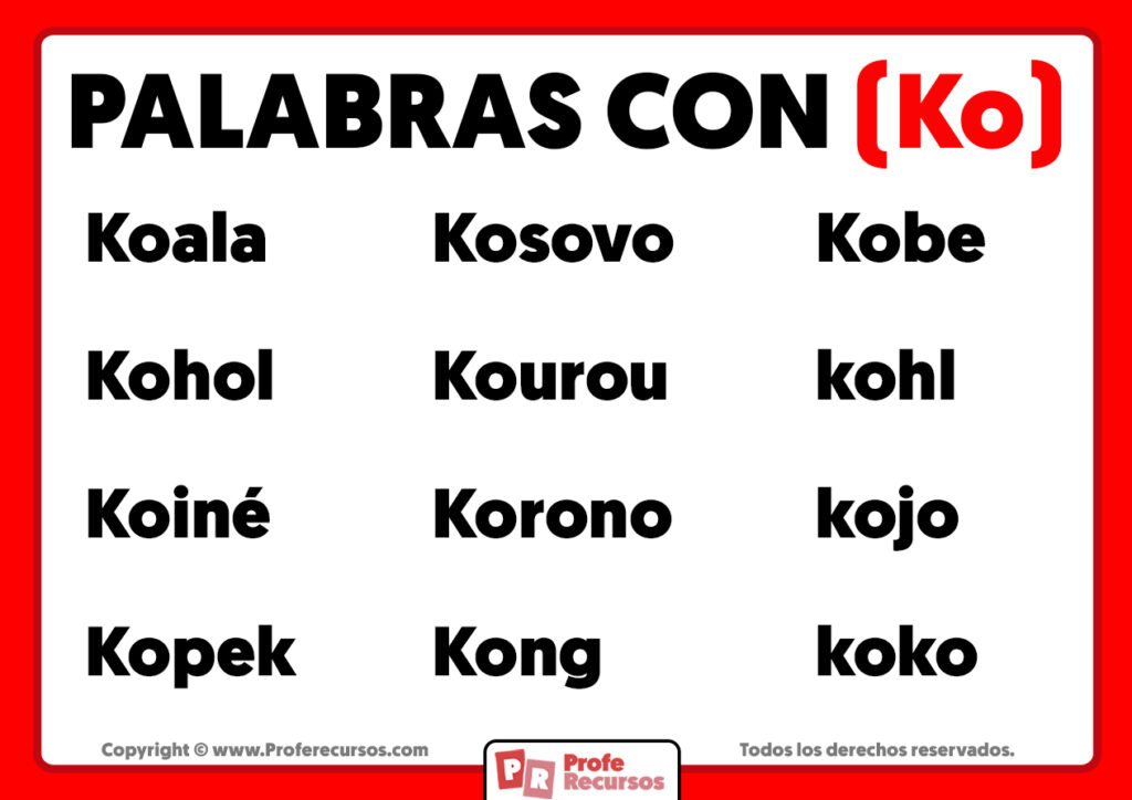Palabras con Ko | Ejemplos de Palabras con Ko