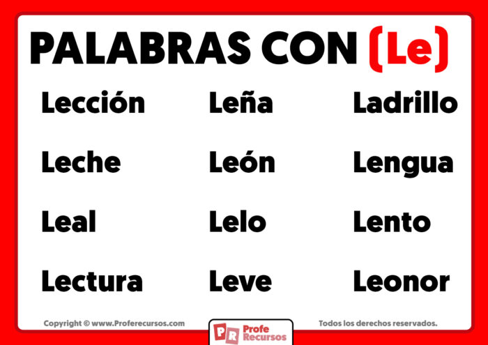 Palabras con Le | Ejemplos de Palabras con Le