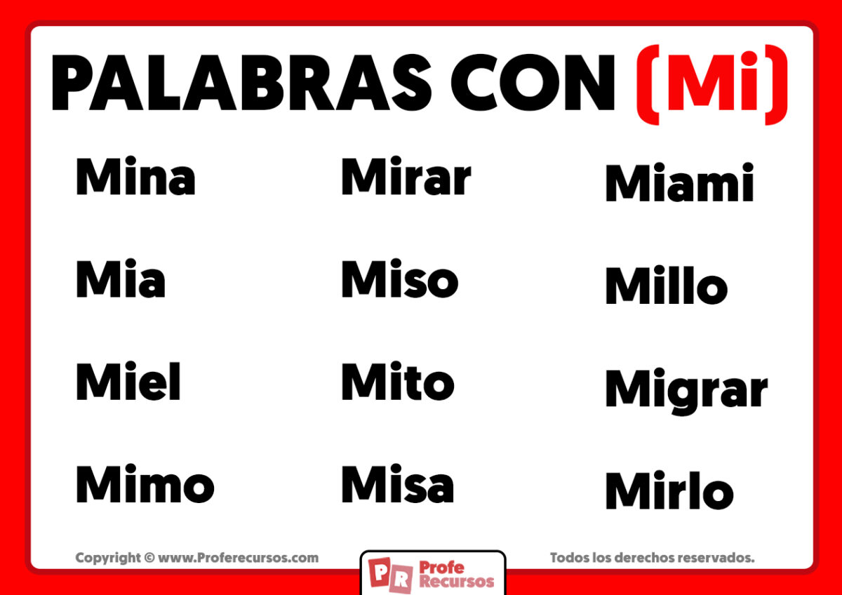 Palabras con Mi | Ejemplos de Palabras con Mi