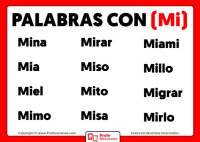 Palabras con Mi | Ejemplos de Palabras con Mi