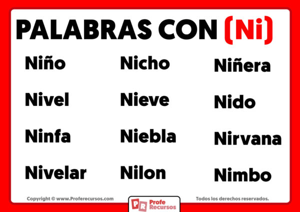 Palabras con Ni | Ejemplos de Palabras con Ni