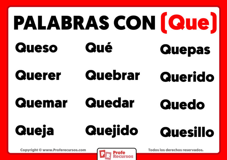 Palabras con Que | Ejemplos de Palabras con Que
