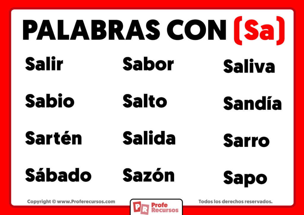 Palabras con Sa | Ejemplos de Palabras con Sa
