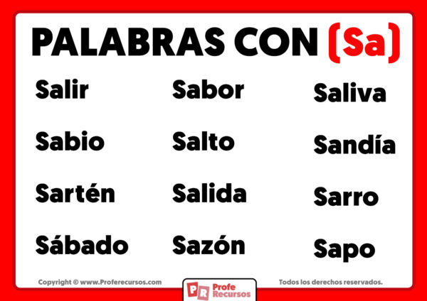 Palabras con Sa | Ejemplos de Palabras con Sa