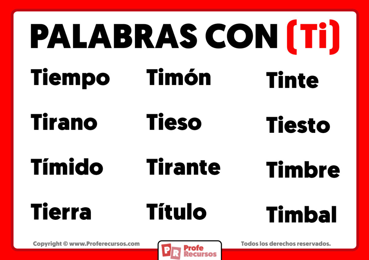 Palabras con Ti | Ejemplos de Palabras con Ti