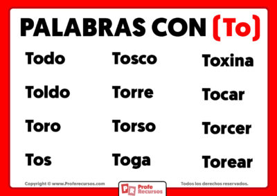 Palabras con To | Ejemplos de Palabras con To