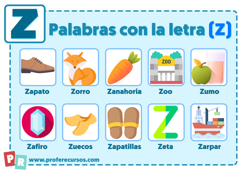Palabras con Z | Que empiezan por la letra Z para Niños