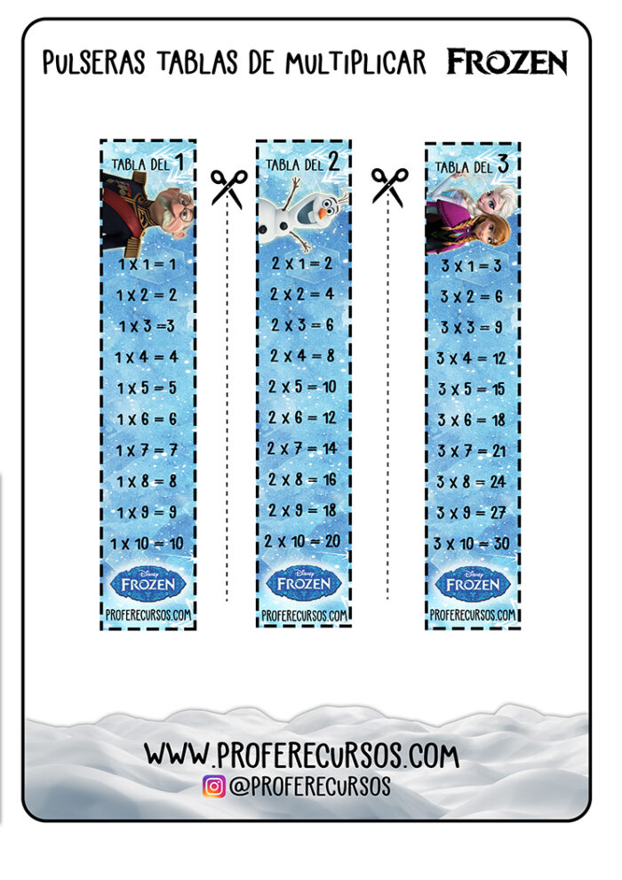 Pulseras TABLAS DE MULTIPLICAR de (FROZEN)