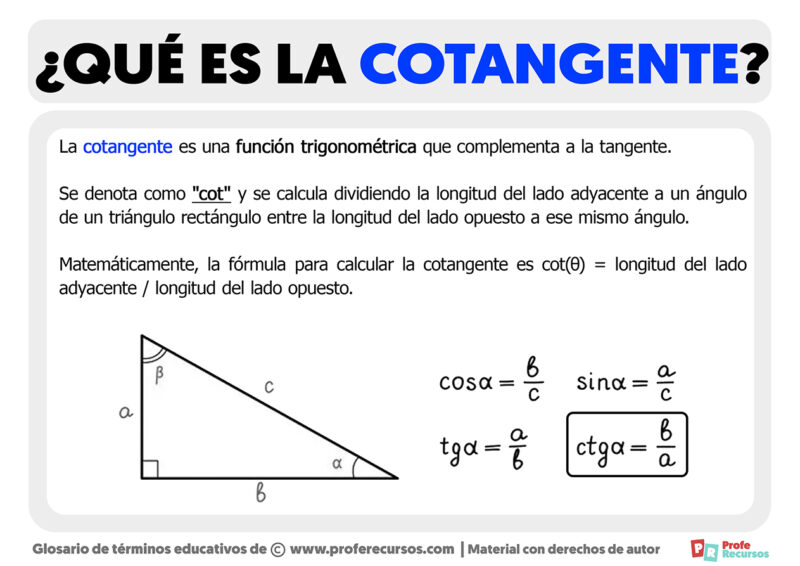 Qué es la Cotangente | Definición de Cotangente