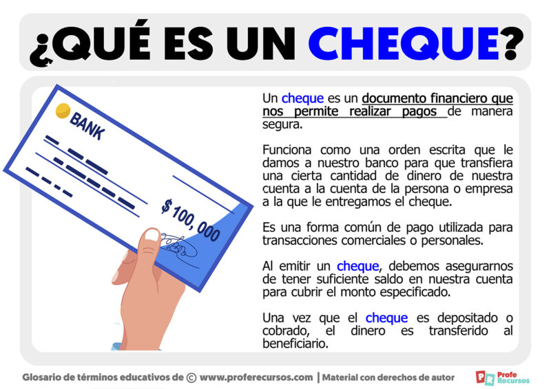 Qué es un Cheque | Definición de Cheque