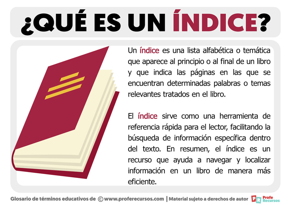 Qué es un Índice | Definición de Índice
