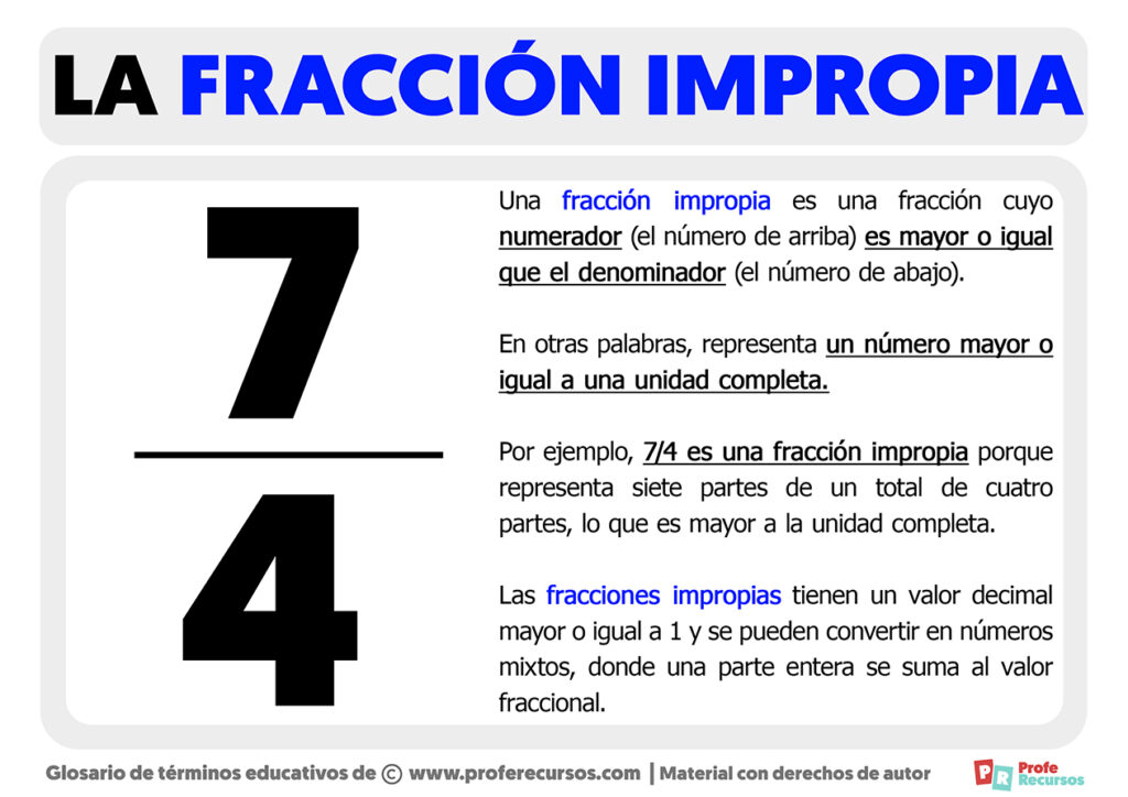 Qué es una Fracción Impropia