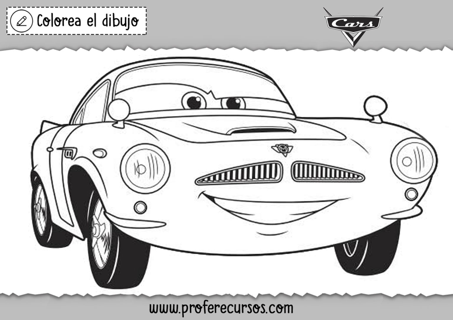 Dibujos de la película de Cars para niños y para colorear.
