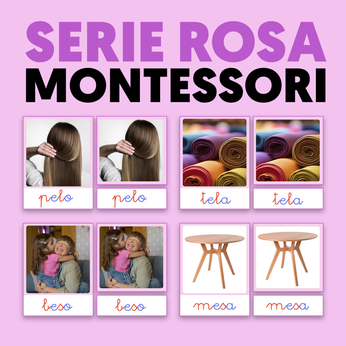 Tarjetas de Lectoescritura | Serie Rosa Montessori
