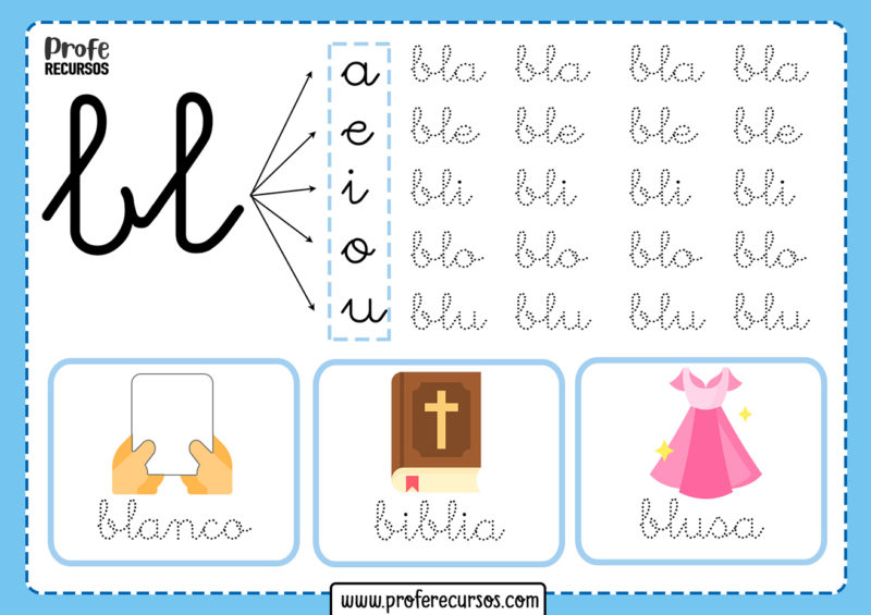 SÍLABAS TRABADAS (Bl) Bla ble bli blo blu | Palabras con Bl