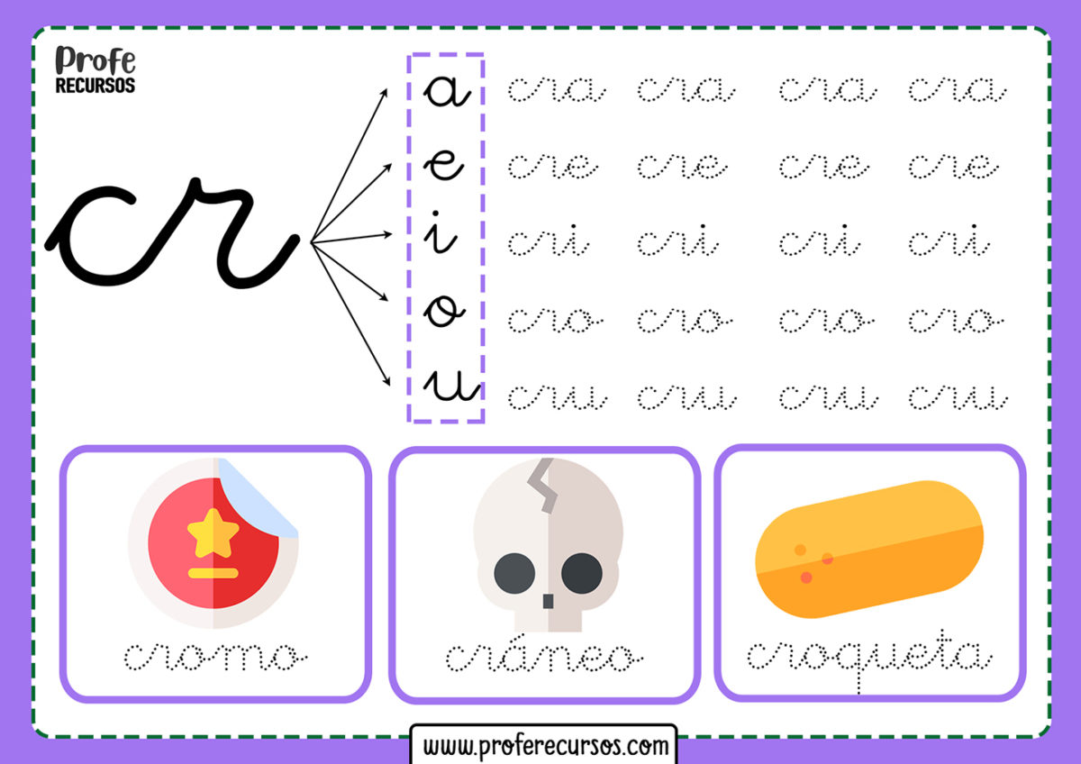 Sílabas Trabadas con (CR) Cra Cre Cri Cro Cru | Palabras con CR