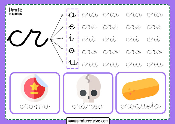 Sílabas Trabadas con (CR) Cra Cre Cri Cro Cru | Palabras con CR