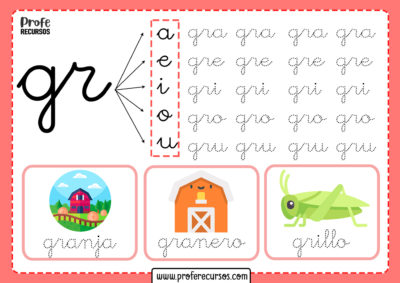 SÍLABAS TRABADAS (GR) Gra Gre Gri Gro Gru | Palabras Trabadas GR