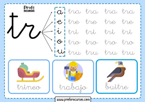 SÍLABAS TRABADAS (TR) Tra Tre Tri Tro Tru | Palabras Trabadas TR