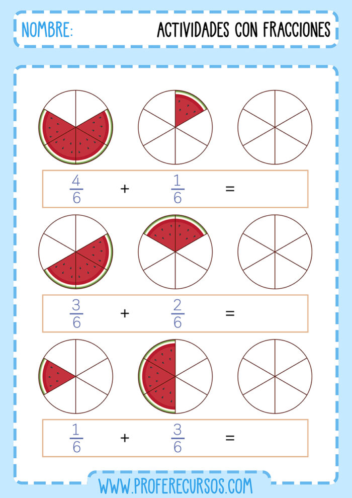 Actividades con Fracciones Para Niños (Para Primaria)