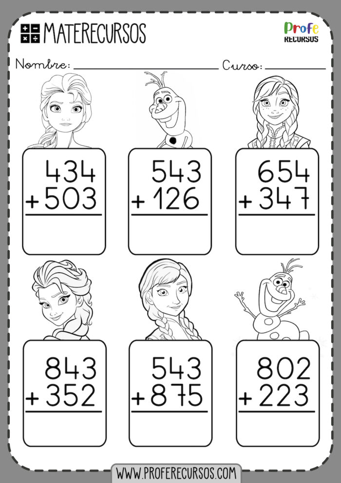 Sumas para Primer grado