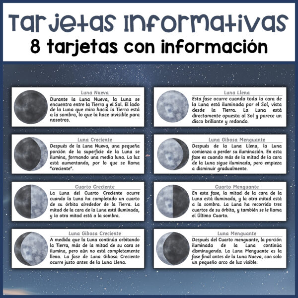 Fases de la Luna | Tarjetas de las Fases de la Luna