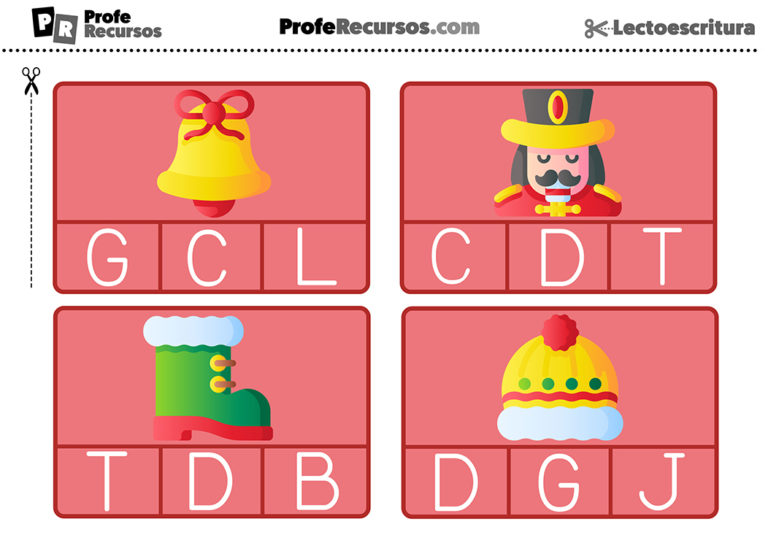 Tarjetas de Lectoescritura de Navidad | Letras y Sonidos para Niños