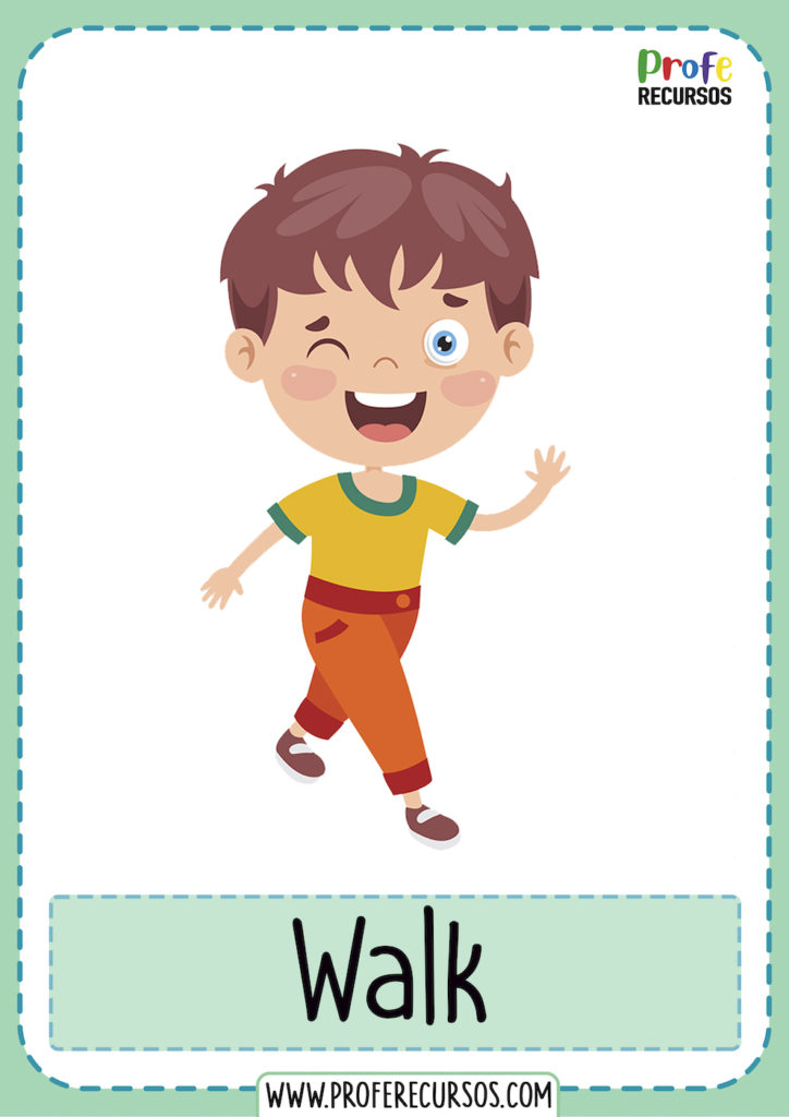 Action verbs flashcards for kids Present Tense ESL