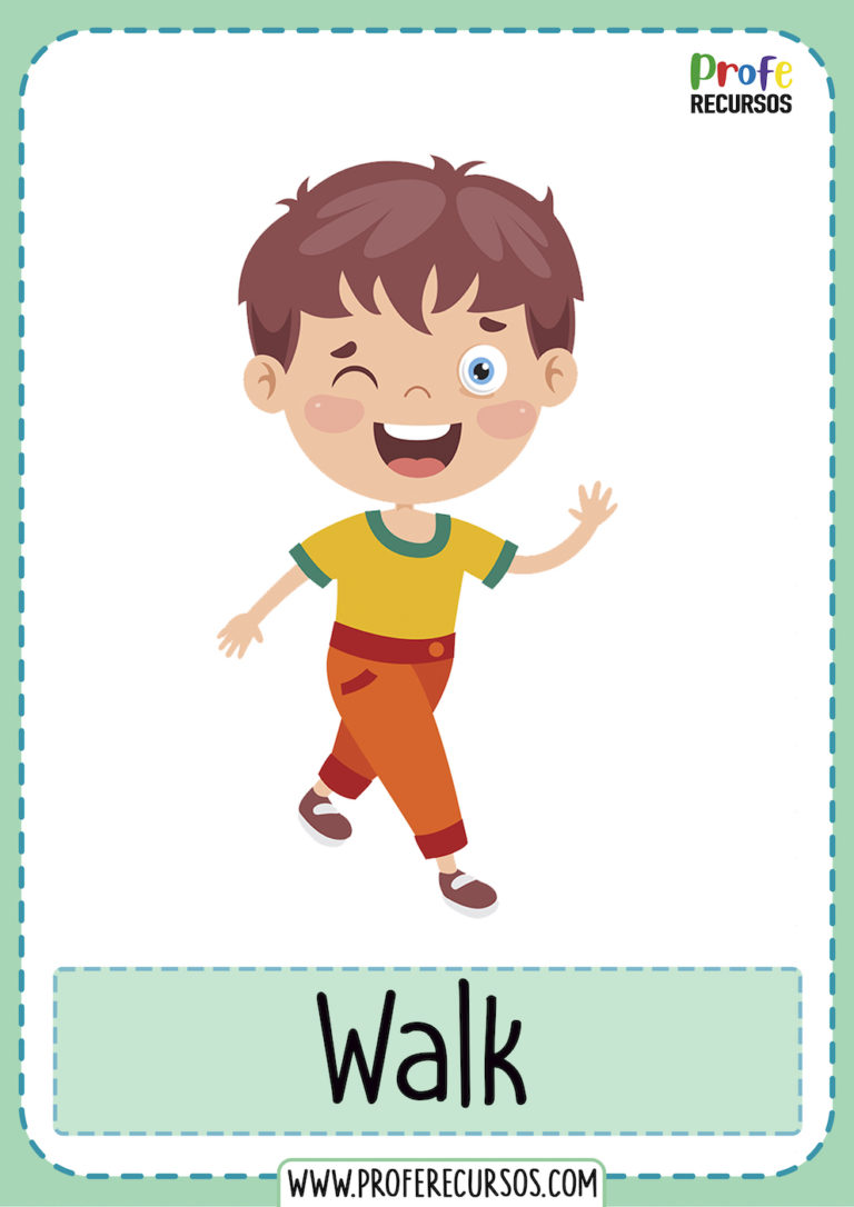 Action verbs flashcards for kids Present Tense ESL