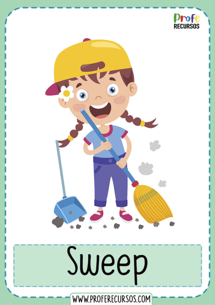 Action verbs flashcards for kids Present Tense ESL