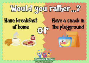 Juego de speaking: Would you rather? (Pandemic Edition)