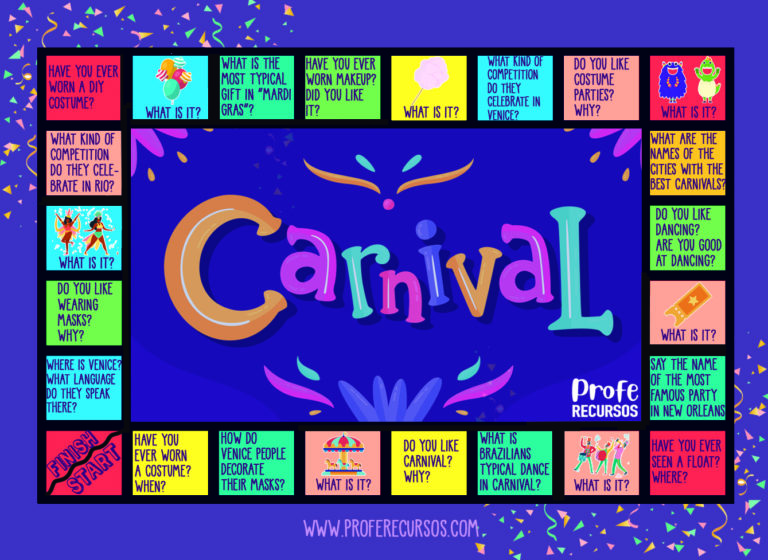 Juego del carnaval para fomentar la conversación en inglés