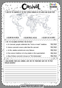 Ficha de carnaval para trabajar en inglés con tus alumnos