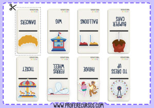 Juego de dominó para trabajar el vocabulario de Carnaval en inglés